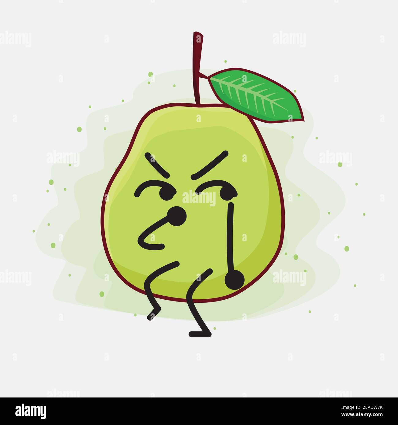 An illustration of Cute Green Guava Fruit Mascot Character Stock Vector ...