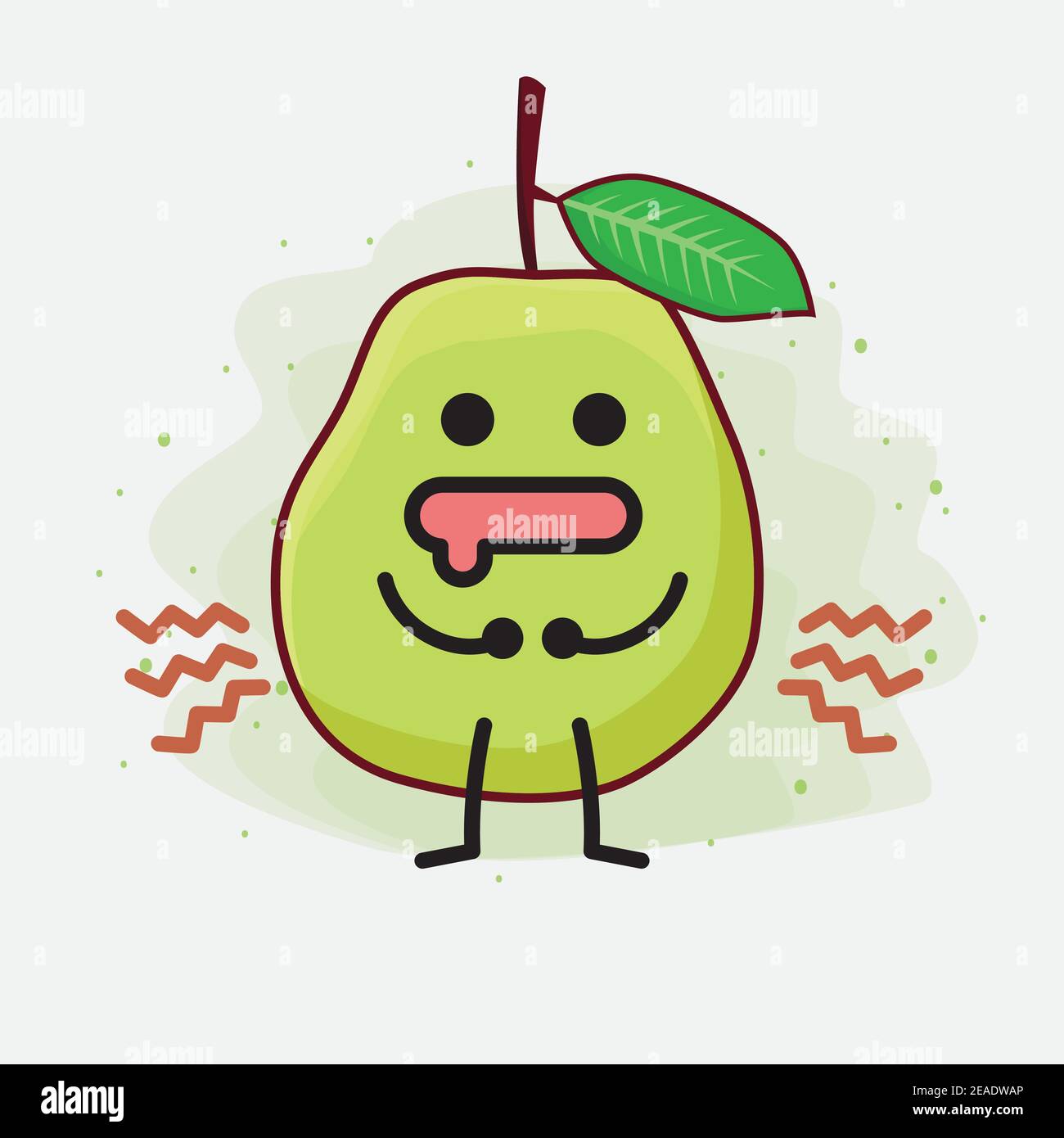 An illustration of Cute Green Guava Fruit Mascot Character Stock Vector ...