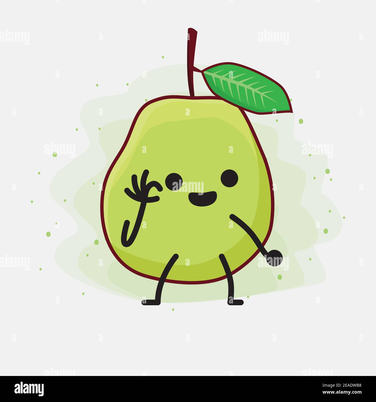 An illustration of Cute Green Guava Fruit Mascot Character Stock Vector ...