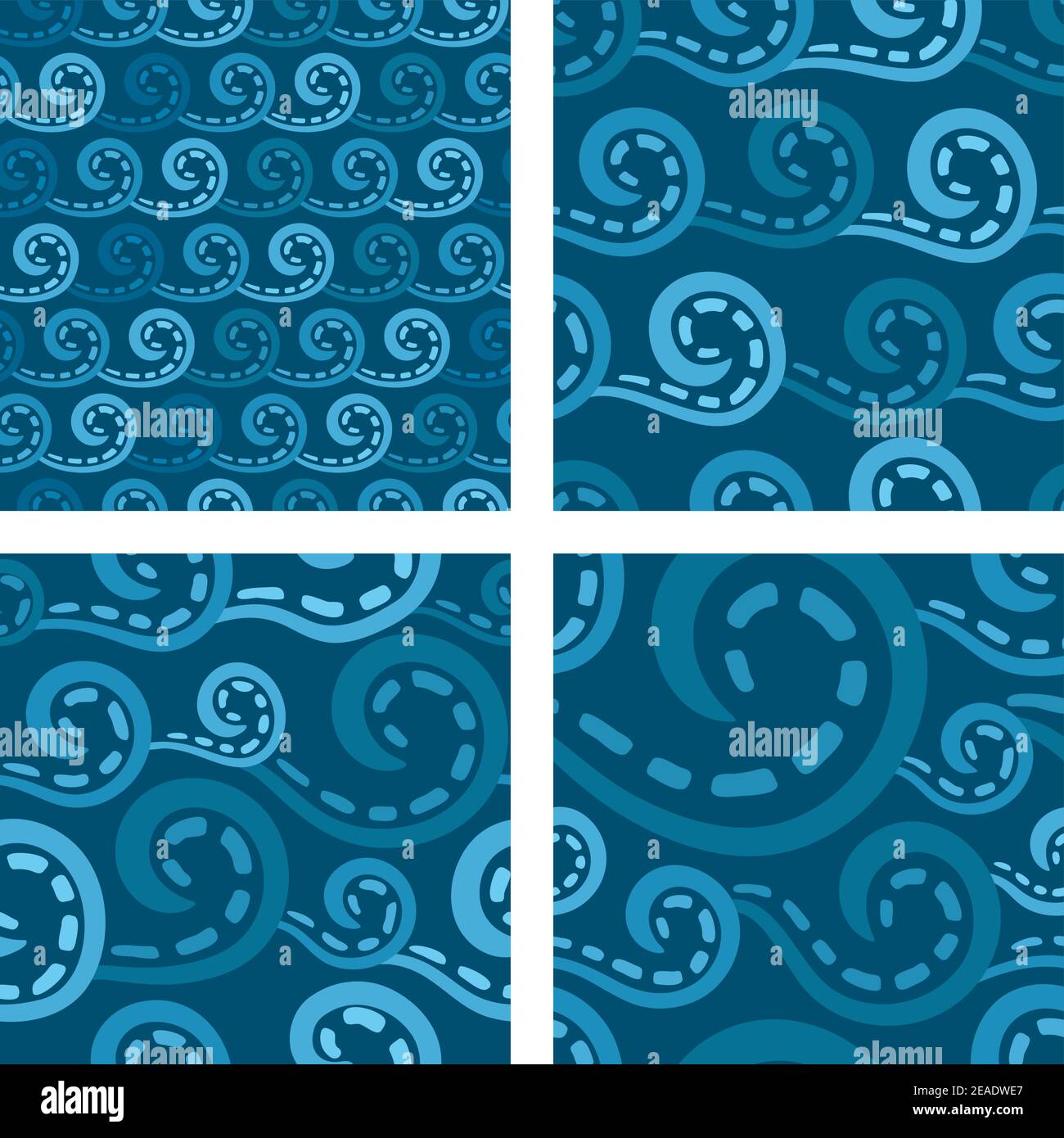 Four different seamless pattern vectors made with spiral waves Stock ...