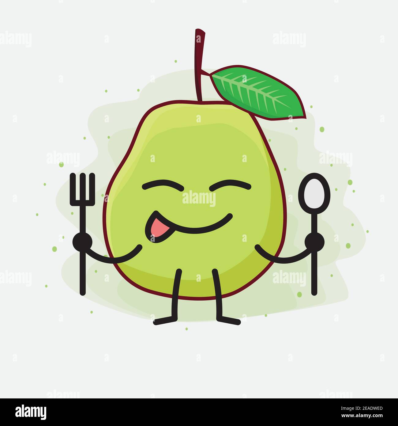 An illustration of Cute Green Guava Fruit Mascot Character Stock Vector ...