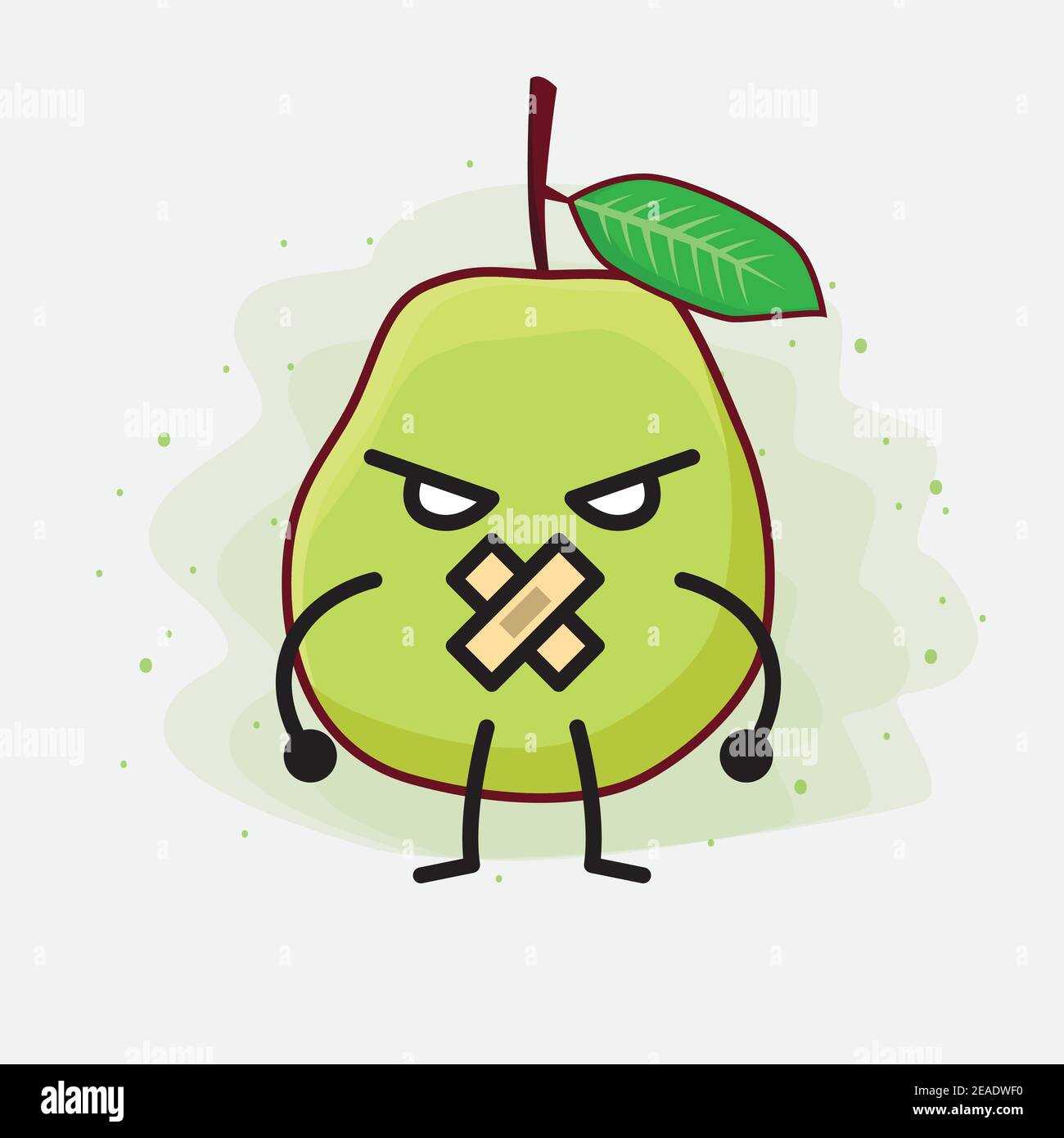 An illustration of Cute Green Guava Fruit Mascot Character Stock Vector ...