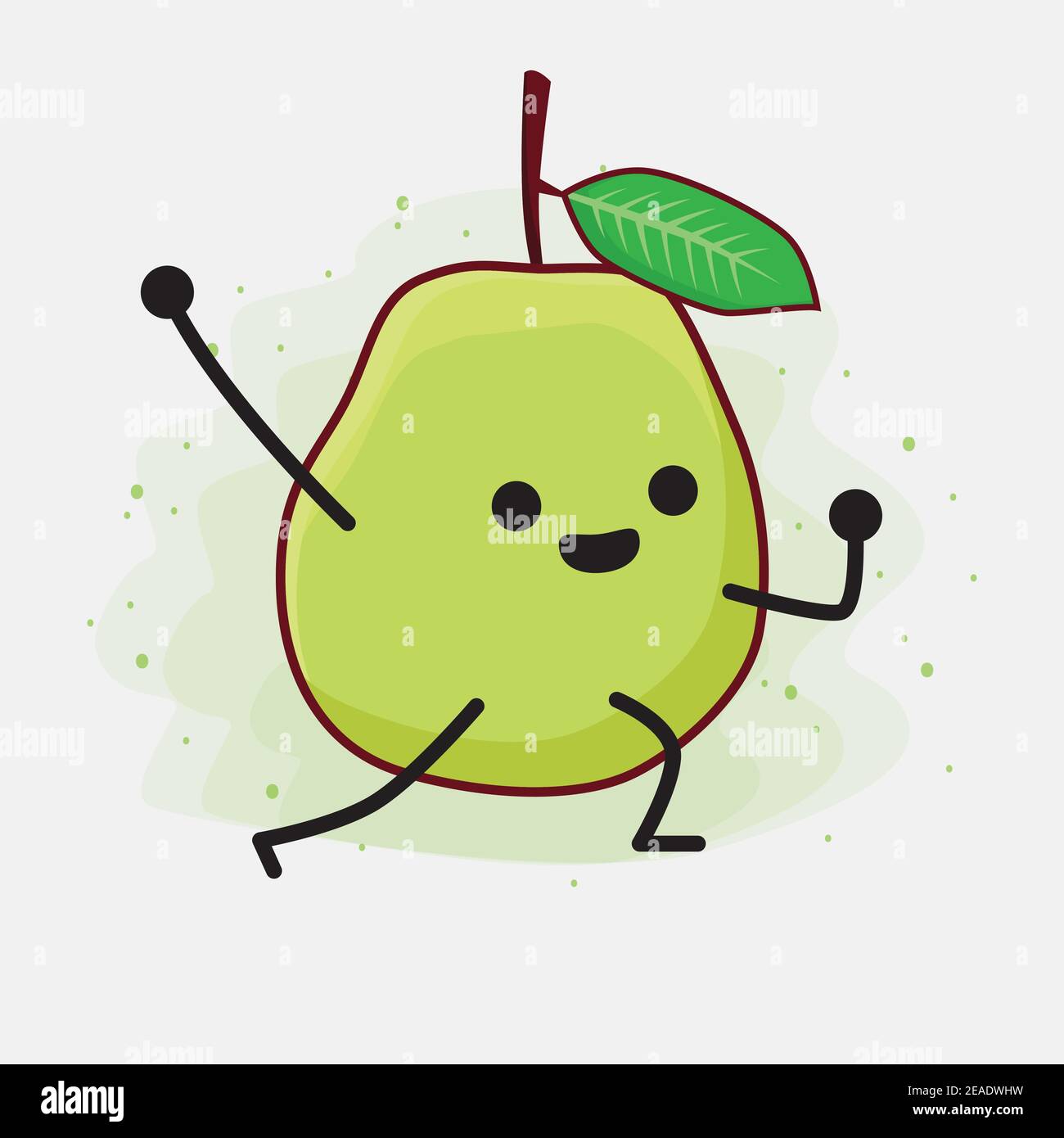An illustration of Cute Green Guava Fruit Mascot Character Stock Vector ...