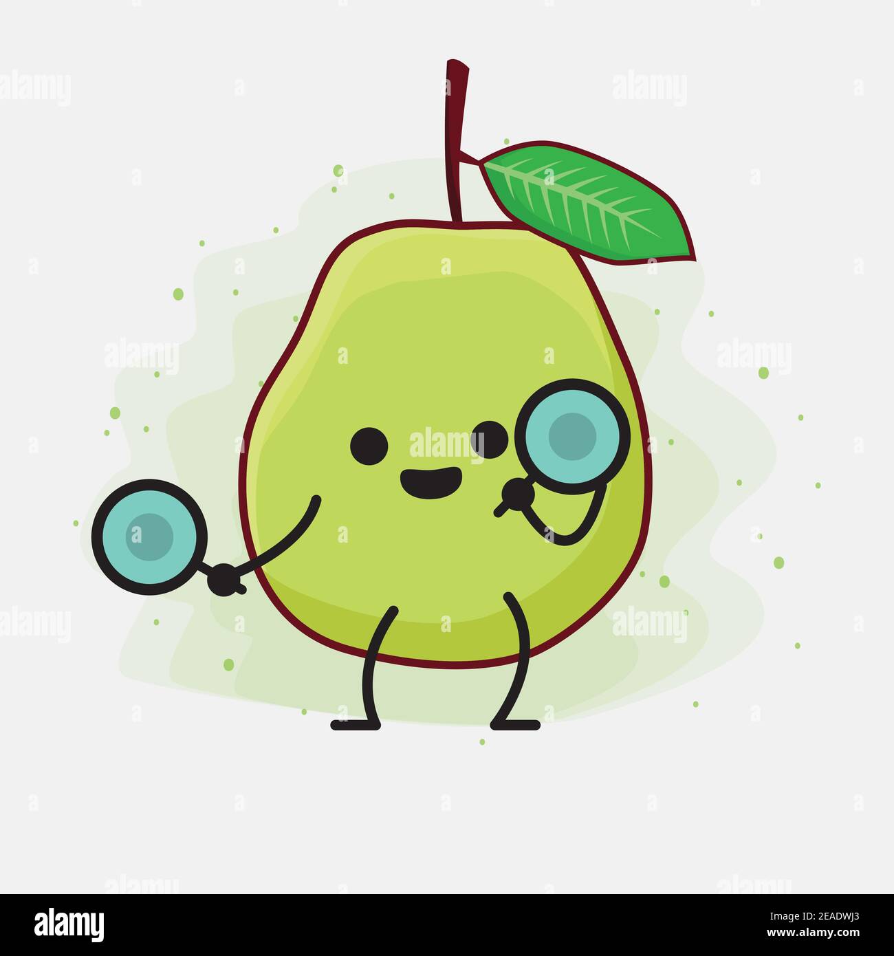 An illustration of Cute Green Guava Fruit Mascot Character Stock Vector ...