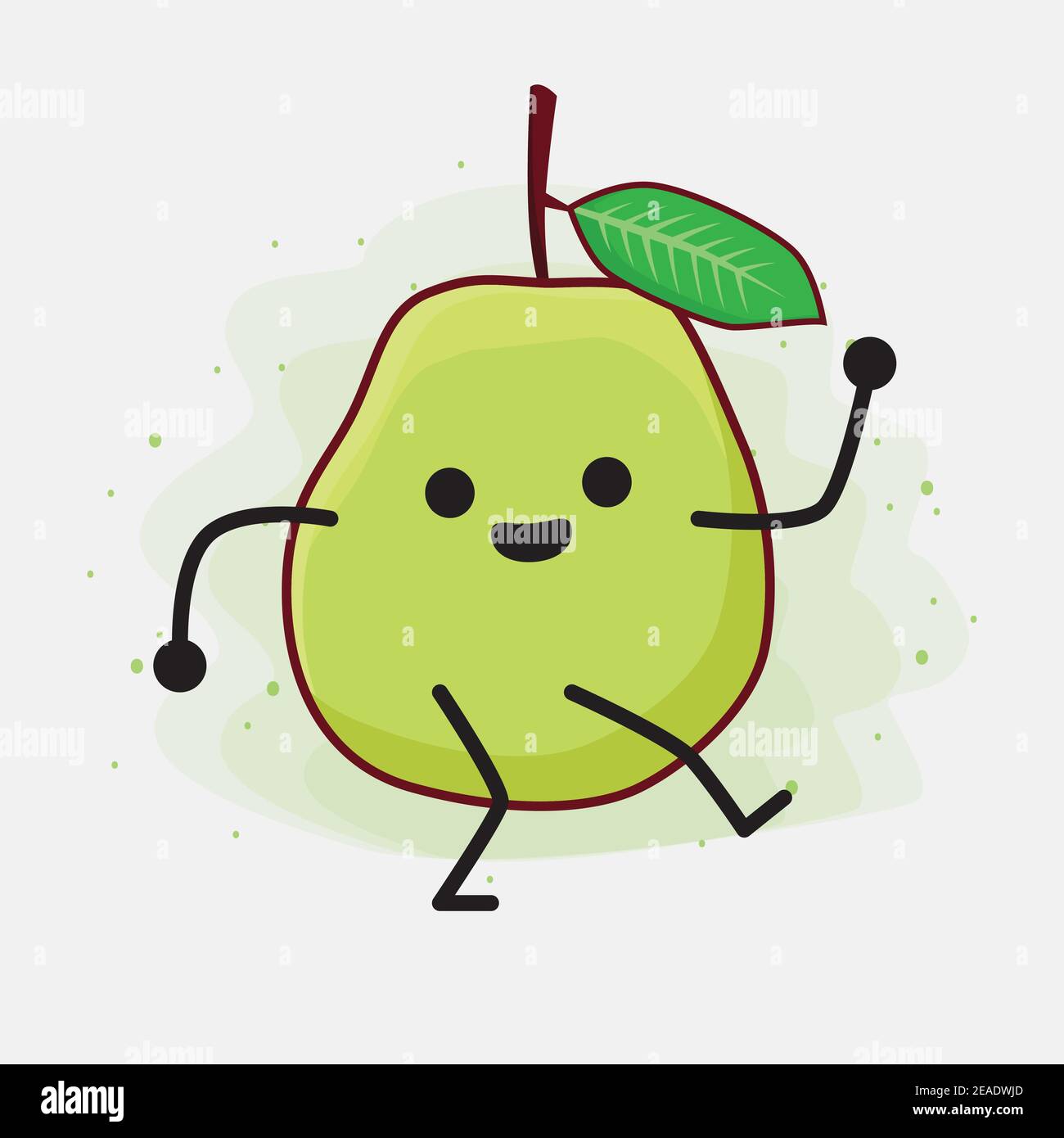 An illustration of Cute Green Guava Fruit Mascot Character Stock Vector ...