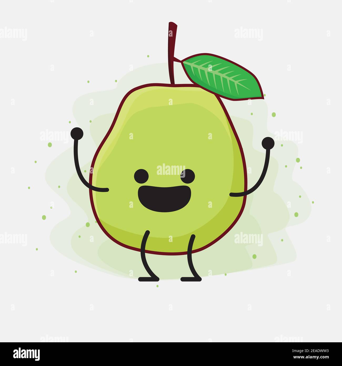 An illustration of Cute Green Guava Fruit Mascot Character Stock Vector ...