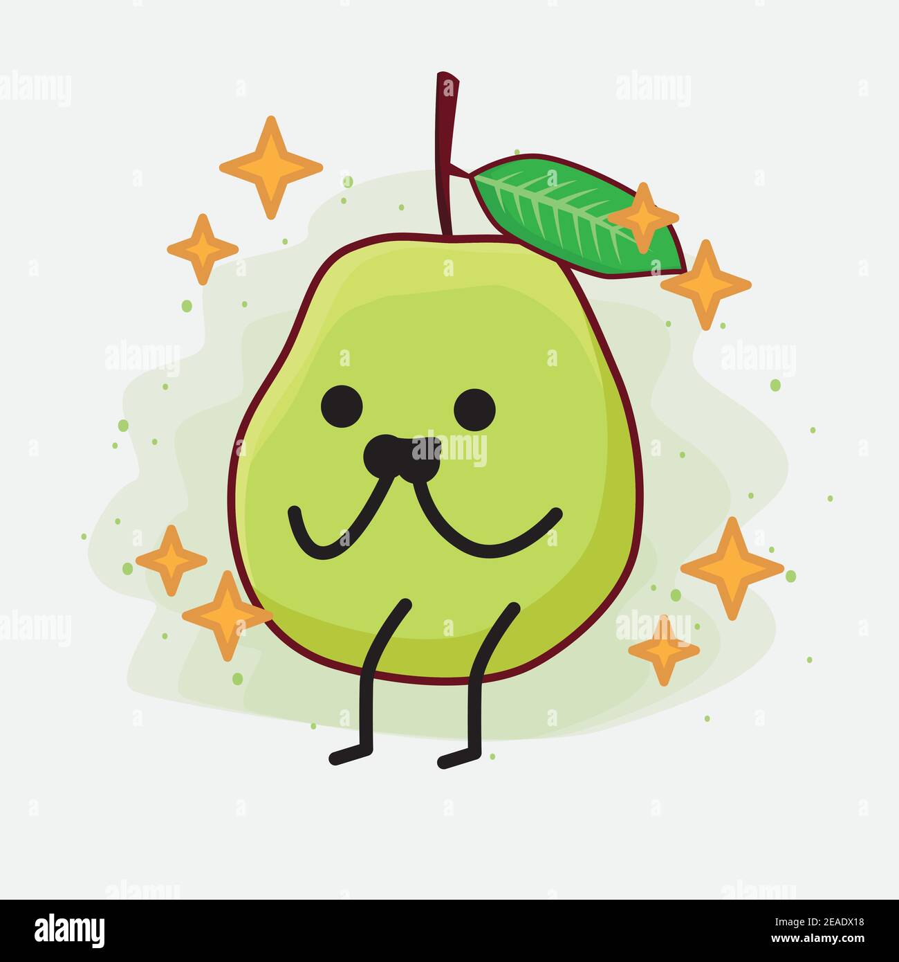 An illustration of Cute Green Guava Fruit Mascot Character Stock Vector ...