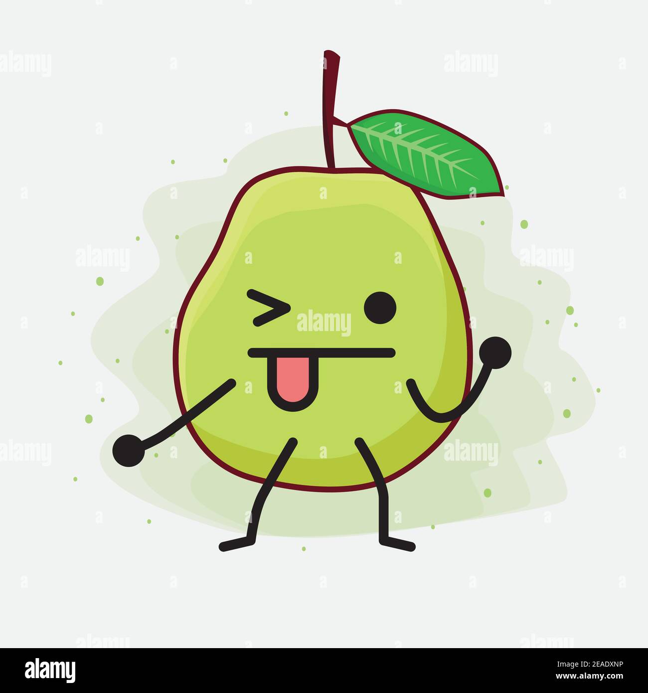 An illustration of Cute Green Guava Fruit Mascot Character Stock Vector ...