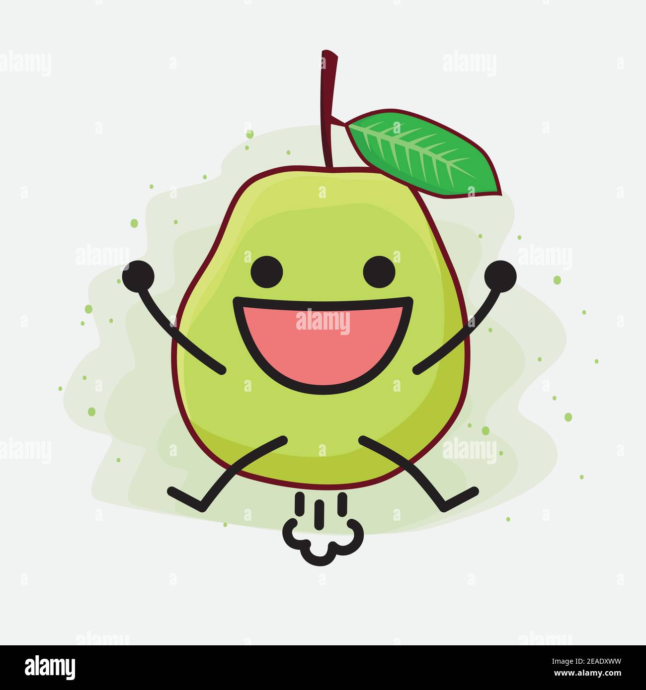 An illustration of Cute Green Guava Fruit Mascot Character Stock Vector ...