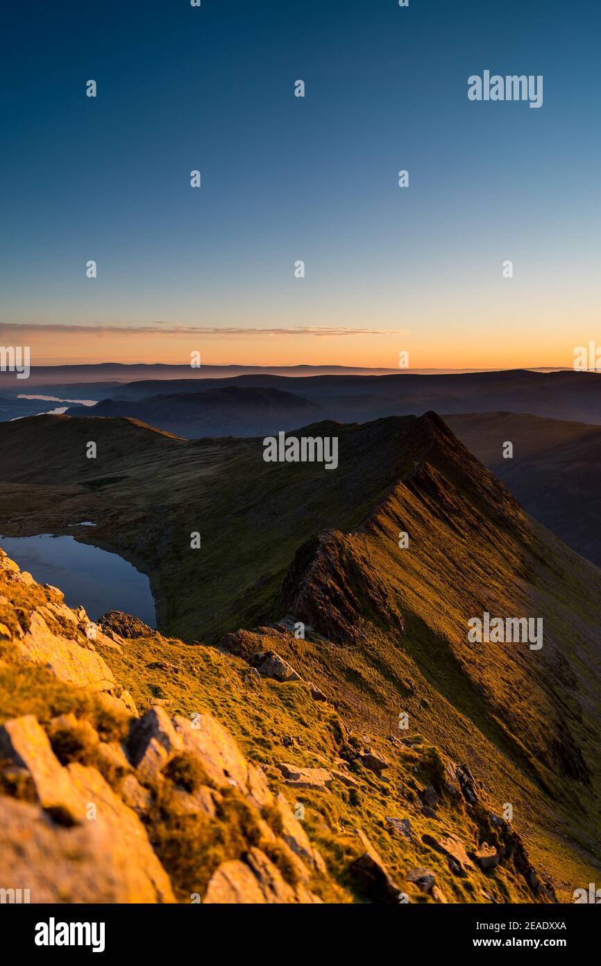 Helvellyn Striding Edge Sunrise mountain in the Lake District cumbria ...