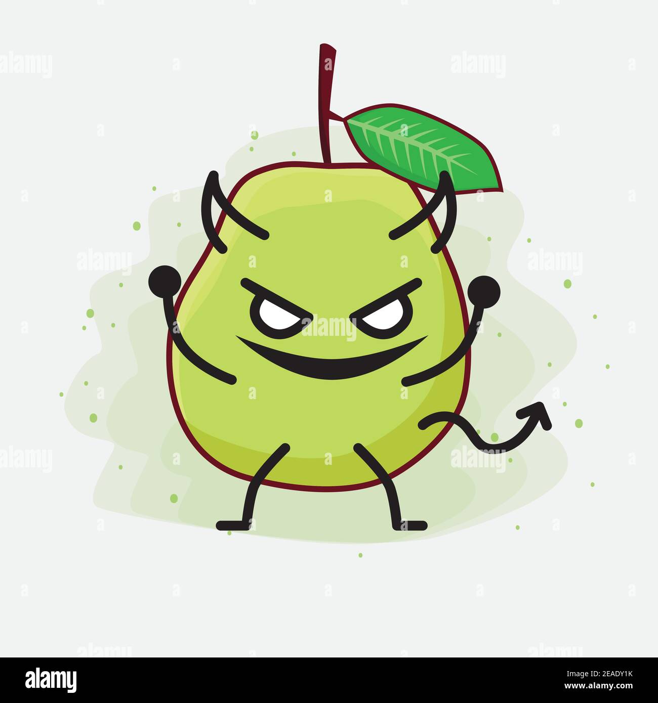 An illustration of Cute Green Guava Fruit Mascot Character Stock Vector ...