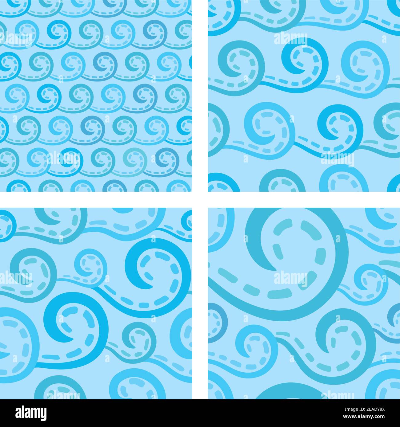Four different seamless pattern vectors made with spiral waves Stock ...