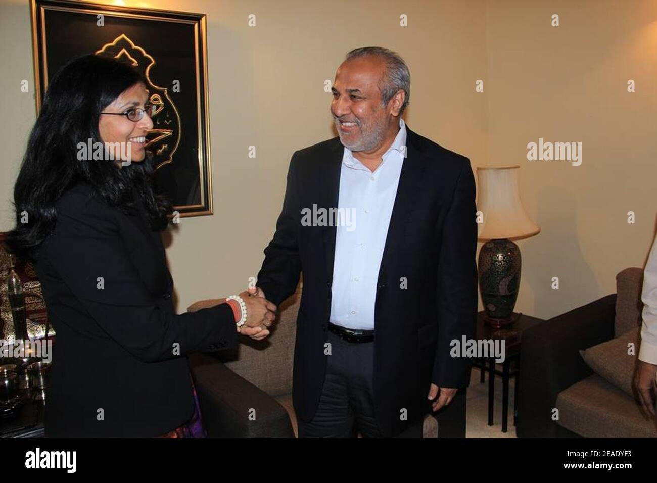 Nisha Biswal meets Rauff Hakeem 1 Stock Photo - Alamy