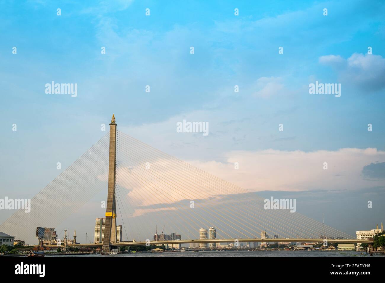 Rama VIII bridge with blue sky,Bangkok, Thailand beautiful bridge ...