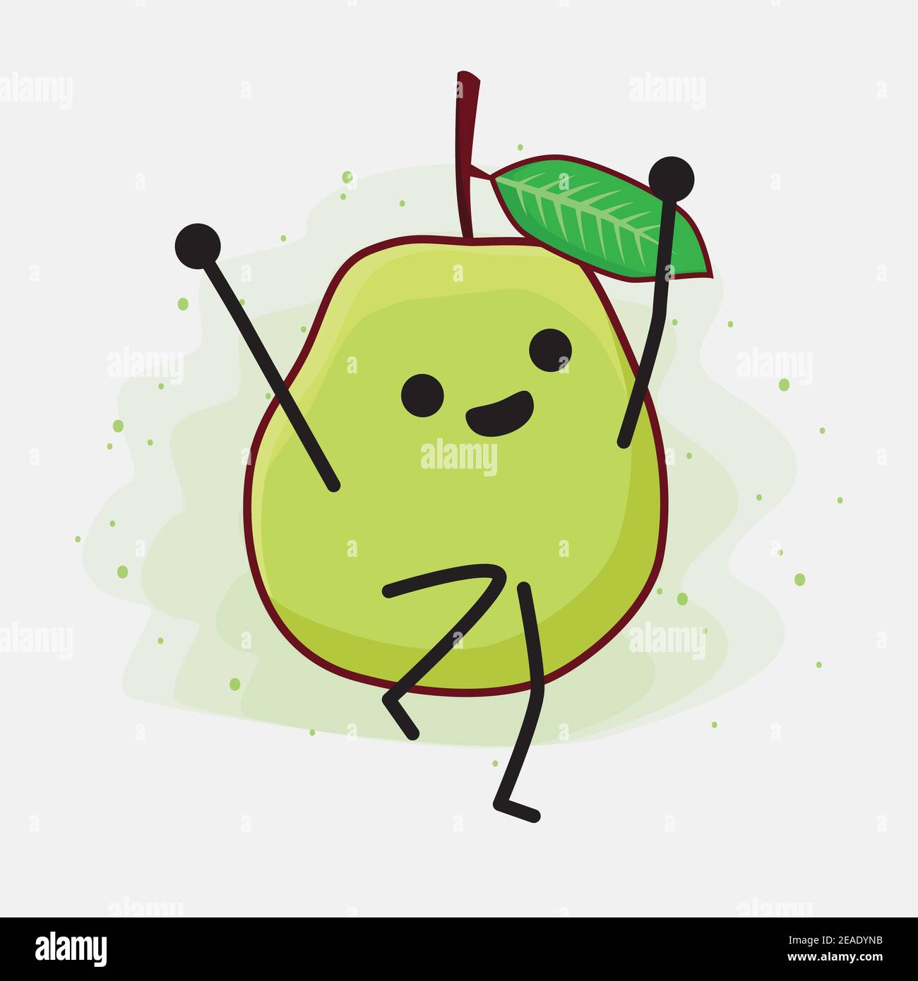 An illustration of Cute Green Guava Fruit Mascot Character Stock Vector ...