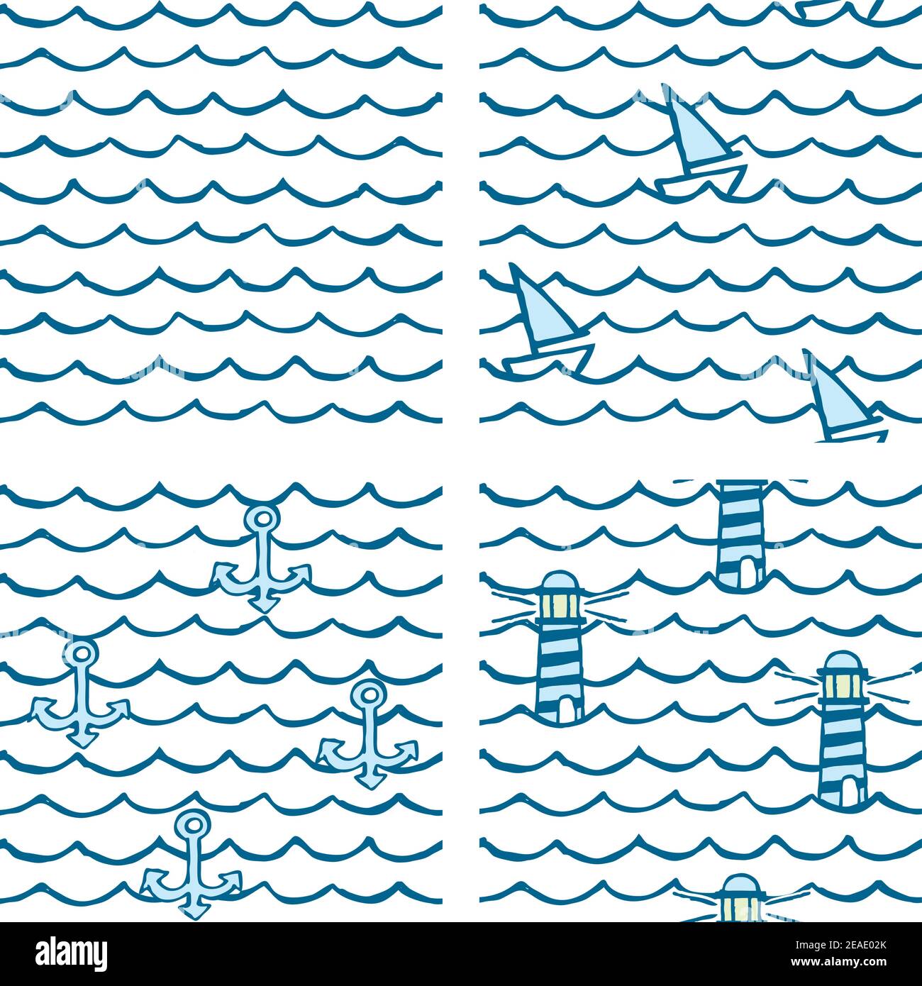 Four different seamless pattern vectors made with nautical motifs Stock ...