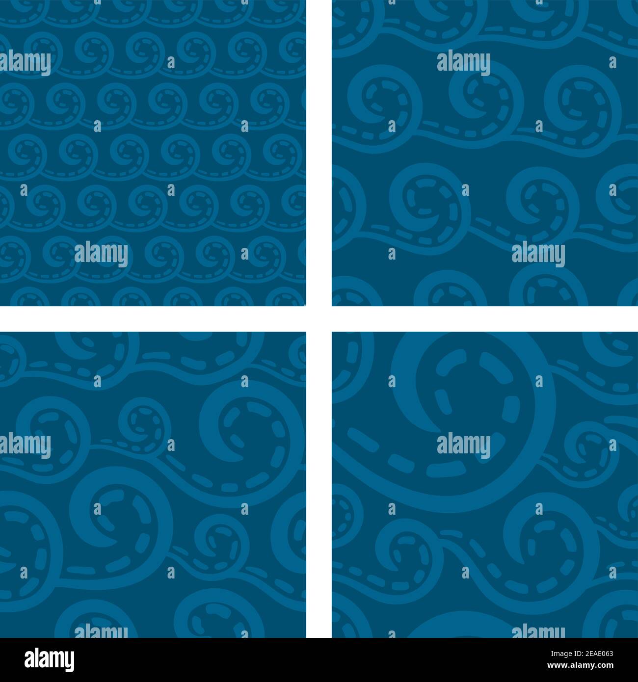 Four different seamless pattern vectors made with spiral waves Stock ...