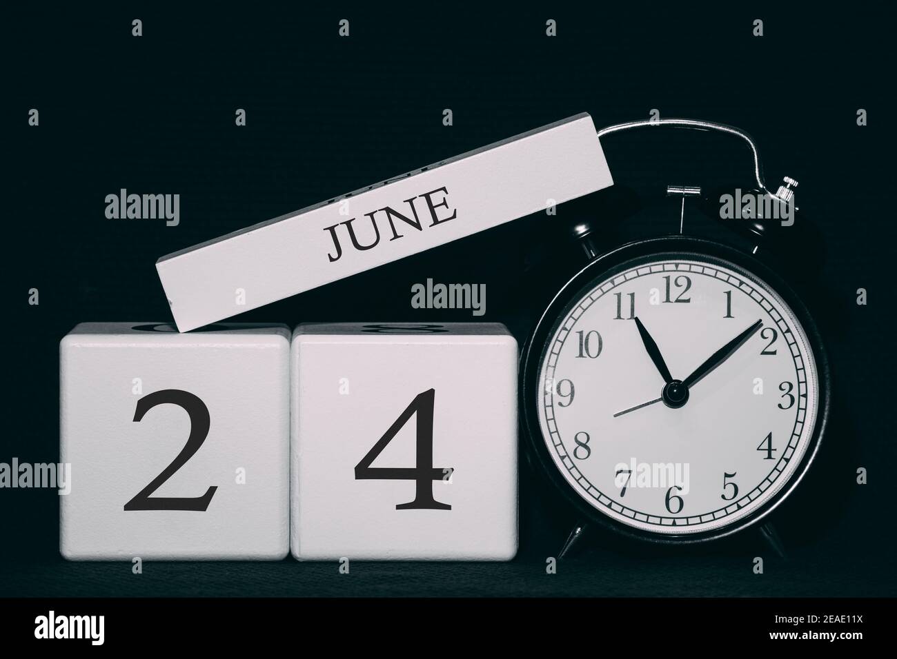 Important date and event on a black and white calendar. Cube date and ...