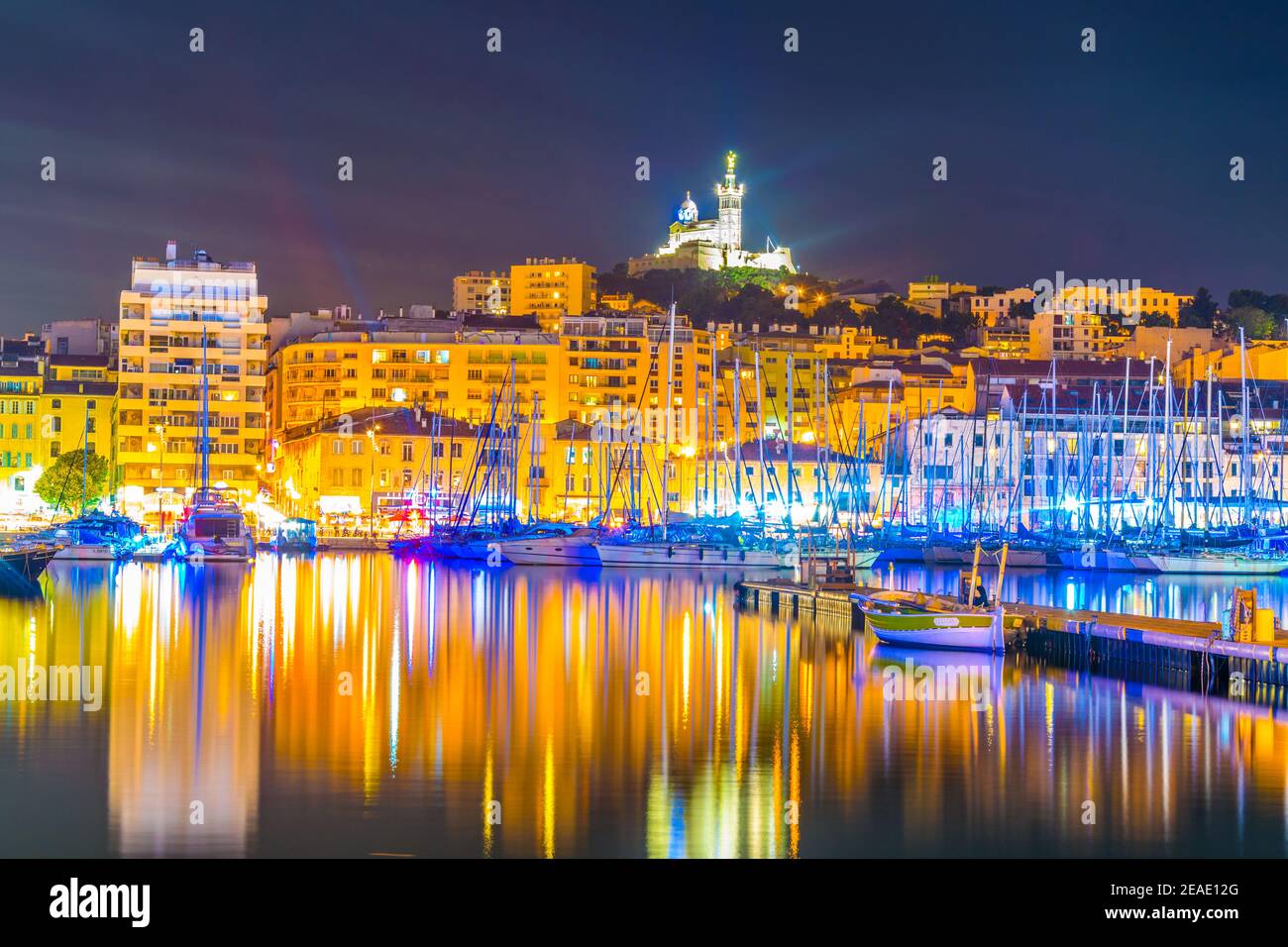 Sunset view of Port Vieux at Marseille, France Stock Photo - Alamy
