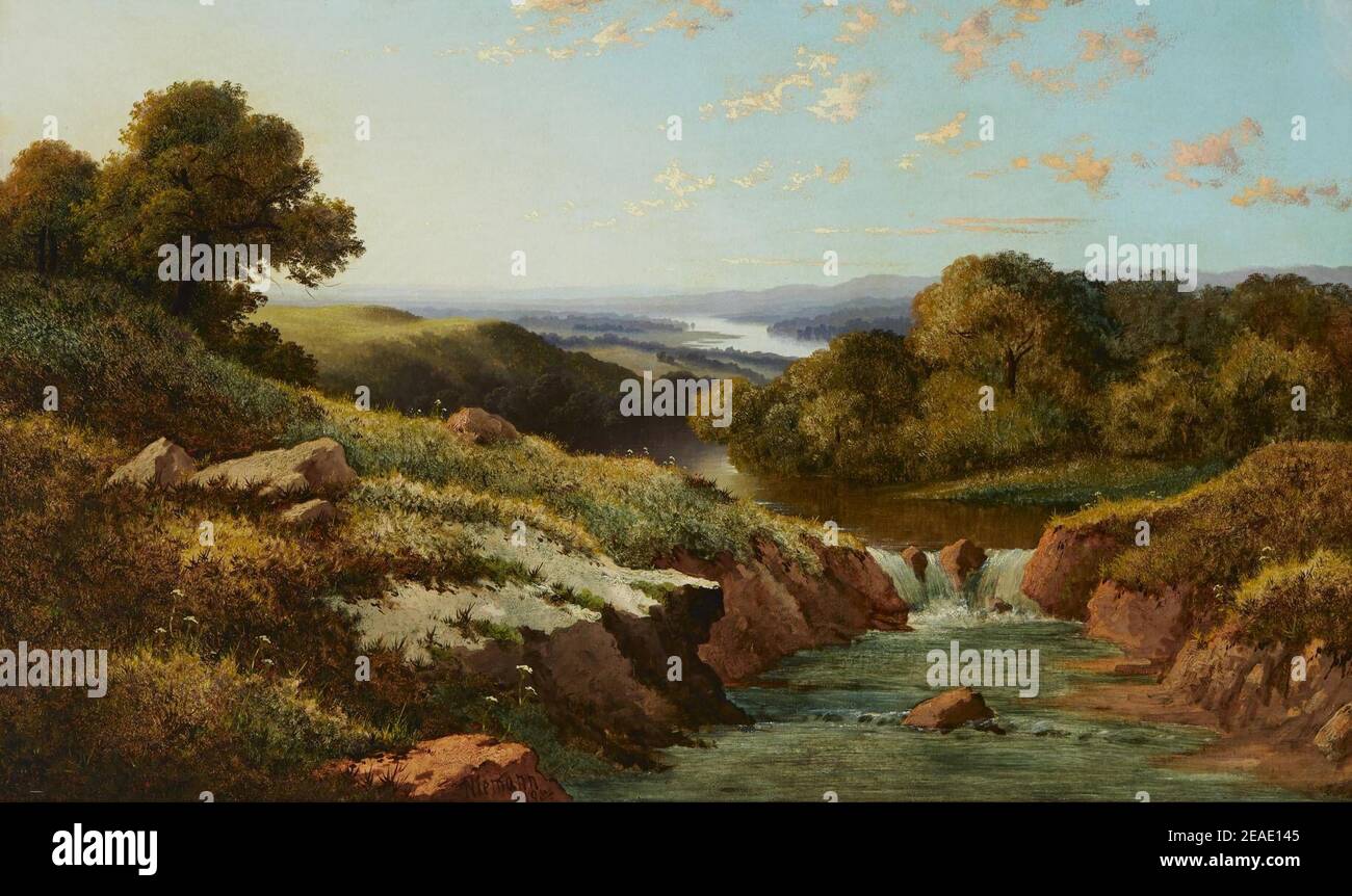 River Running through a Rolling Hills Landscape by Edmund John Nieman ...