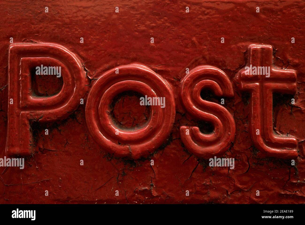 A Close Up Of The Word Post On A Traditional Red Post Box In England ...