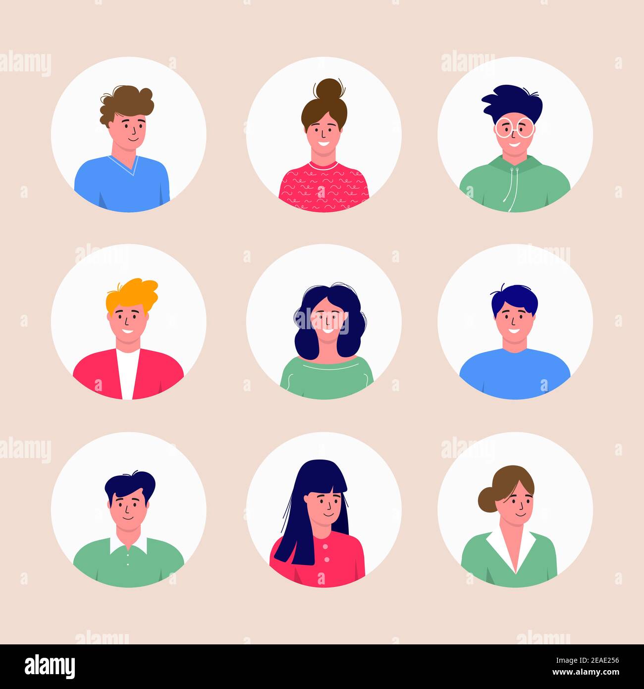 Bundle of different Men and women avatars characters. Cheerful, happy ...