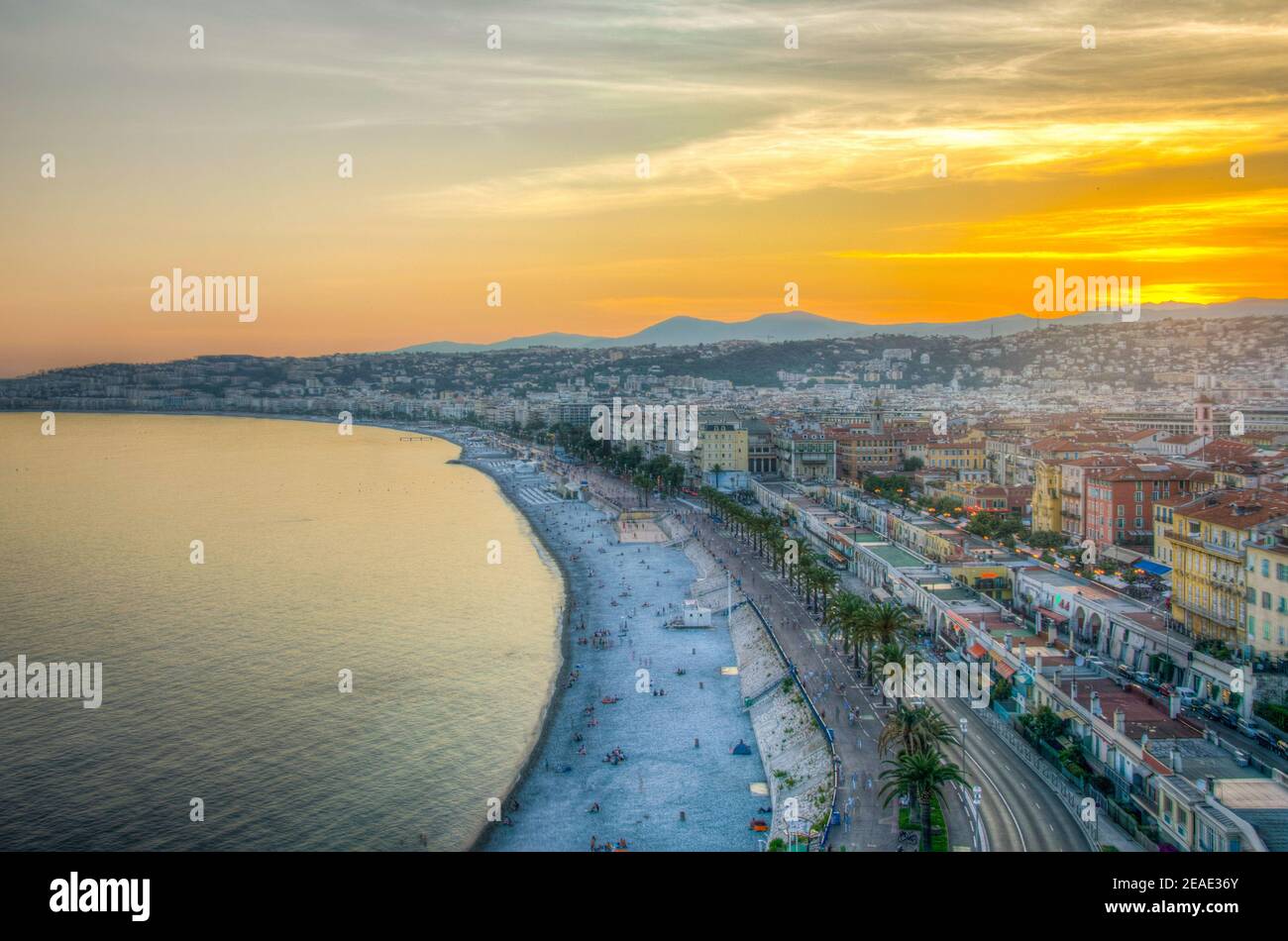 Sunset view of Nice, France Stock Photo - Alamy