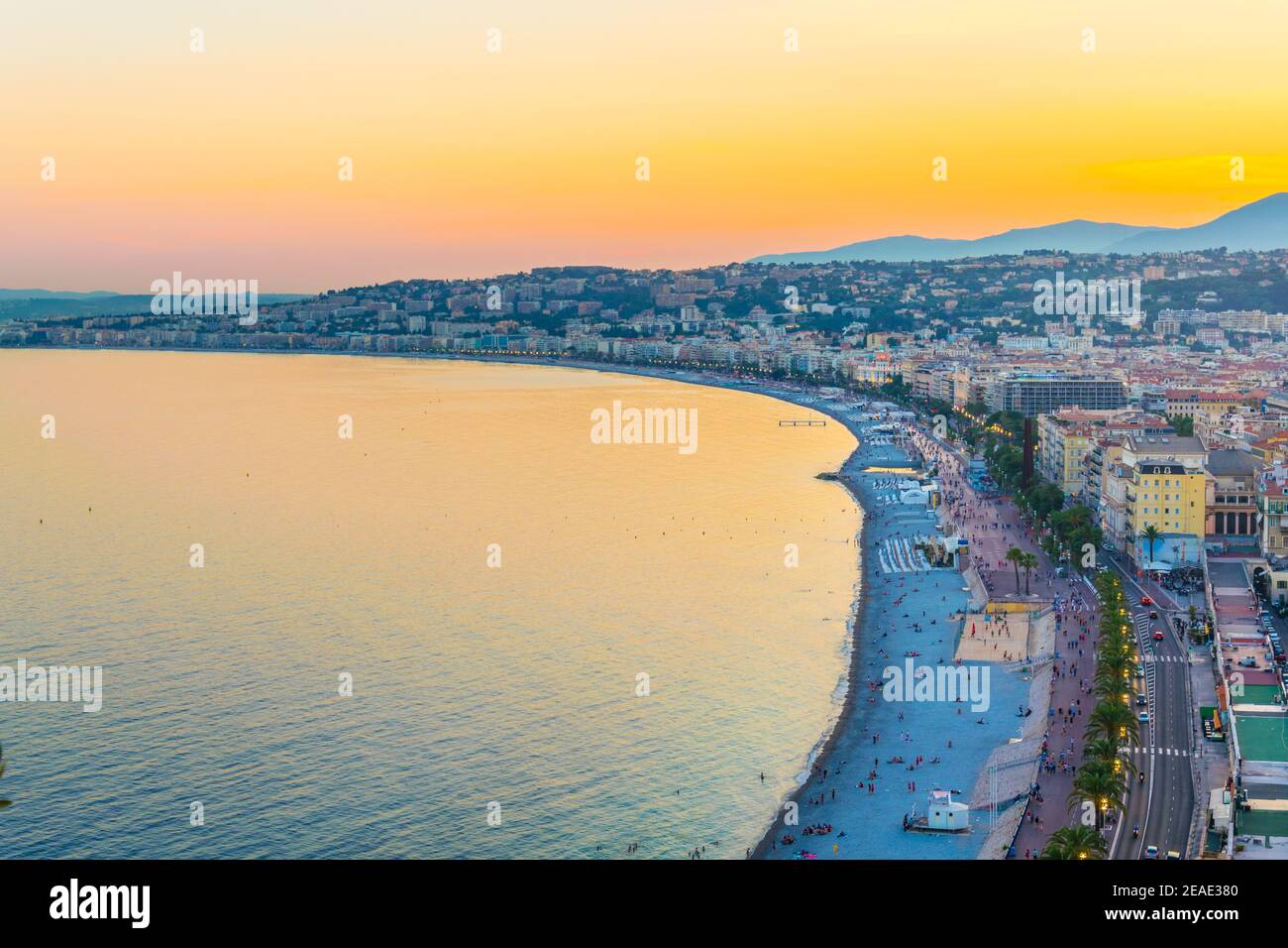 Sunset view of Nice, France Stock Photo - Alamy