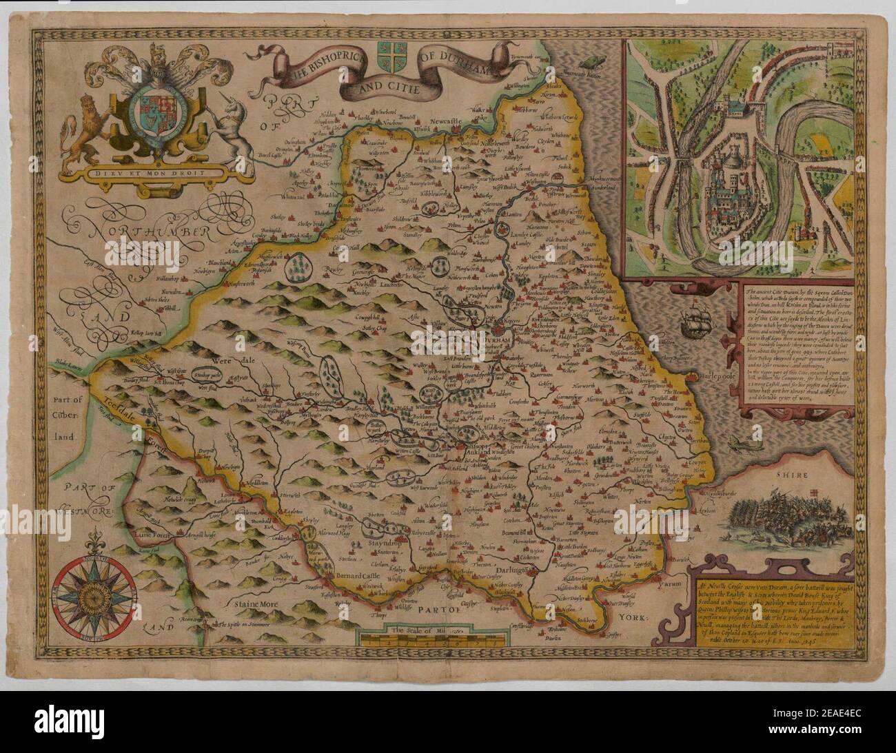 County durham antique county map hi-res stock photography and images ...