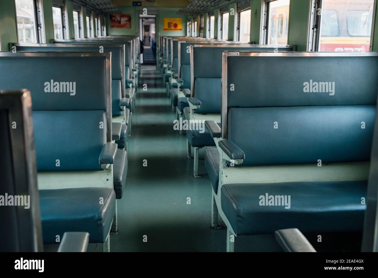 Old wooden train seat hi-res stock photography and images - Alamy