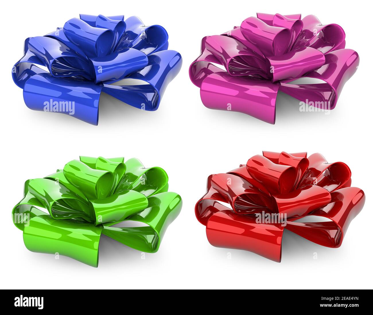 collection of colorful bows isolated on a white background, 3D ...