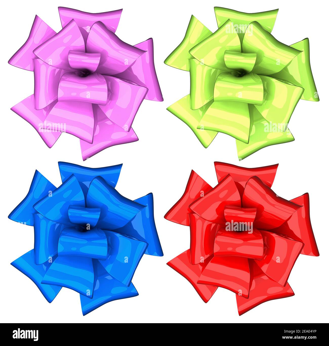 collection of colorful bows isolated on a white background, 3D ...