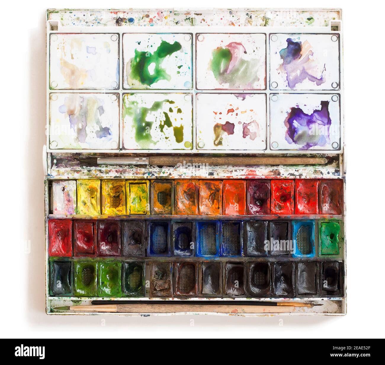 watercolor set tools with brushes Stock Photo - Alamy