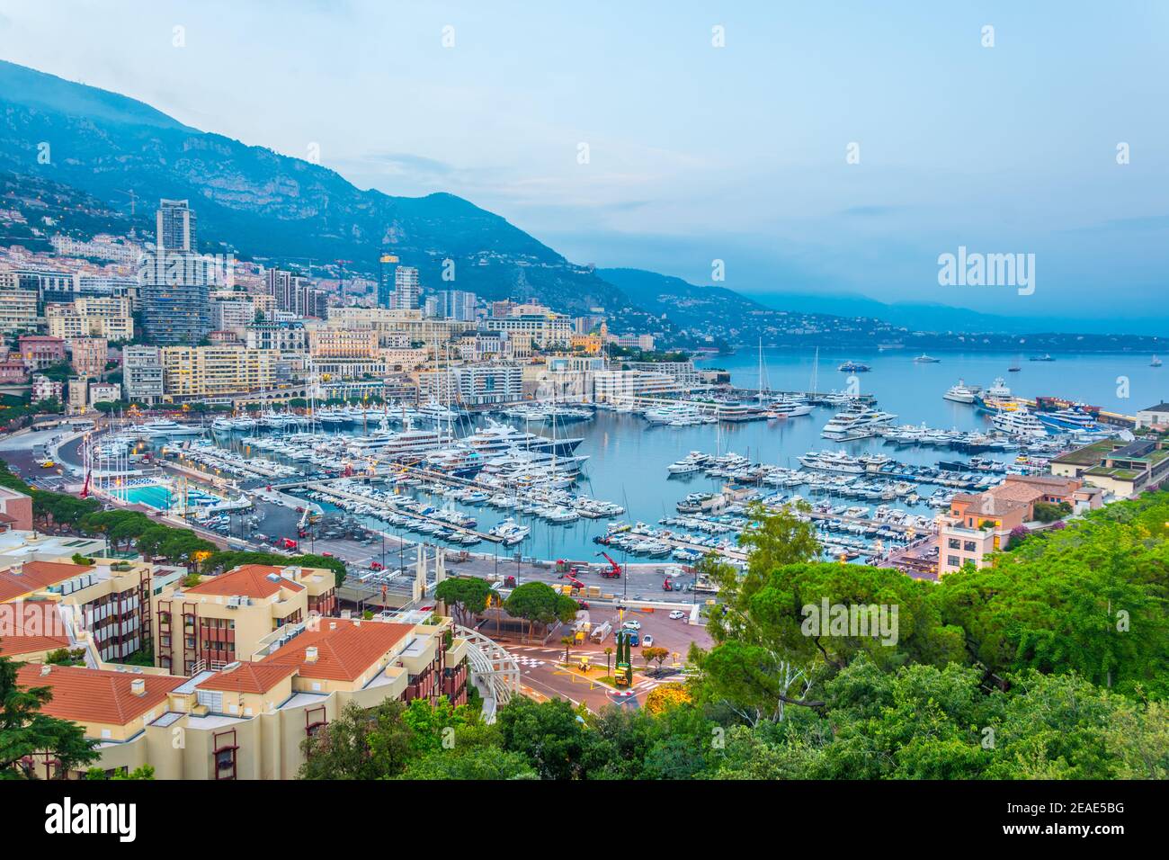 Sunset view of Port Hercule in Monaco Stock Photo - Alamy