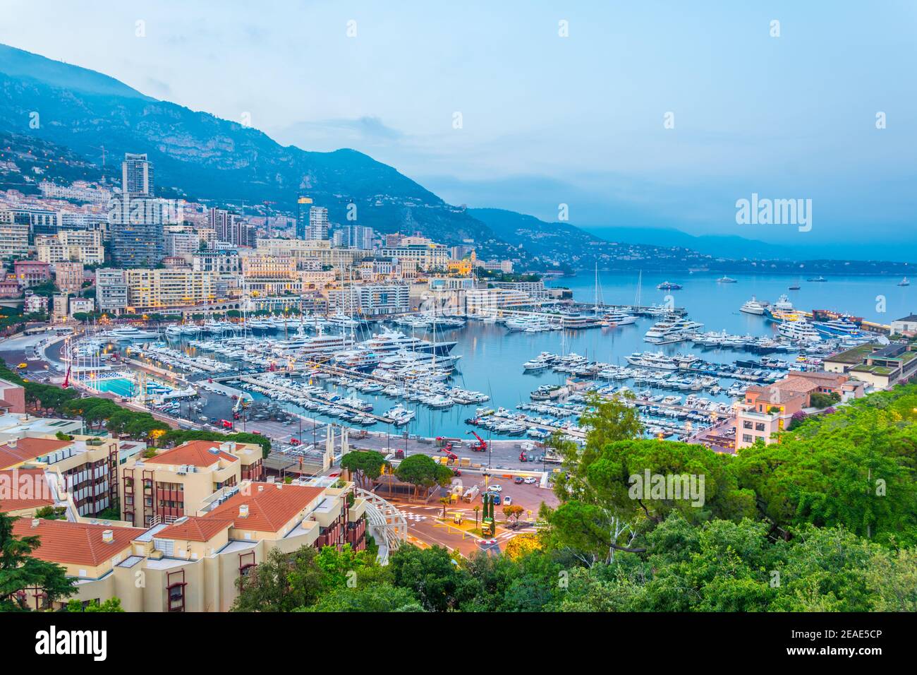 Sunset view of Port Hercule in Monaco Stock Photo - Alamy
