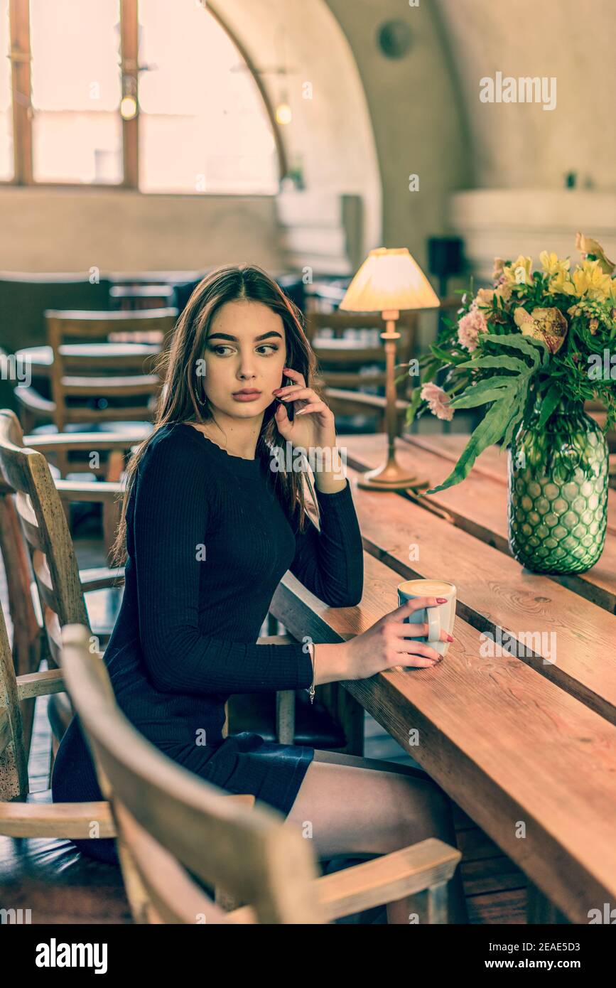 Beautiful Woman With Cup of Tea or Coffee. beautiful, young, tea ...