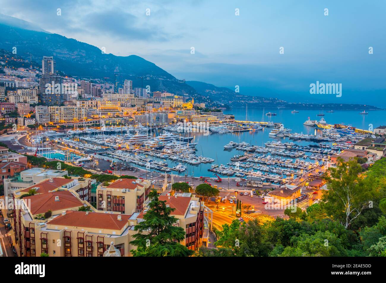 Sunset view of Port Hercule in Monaco Stock Photo - Alamy