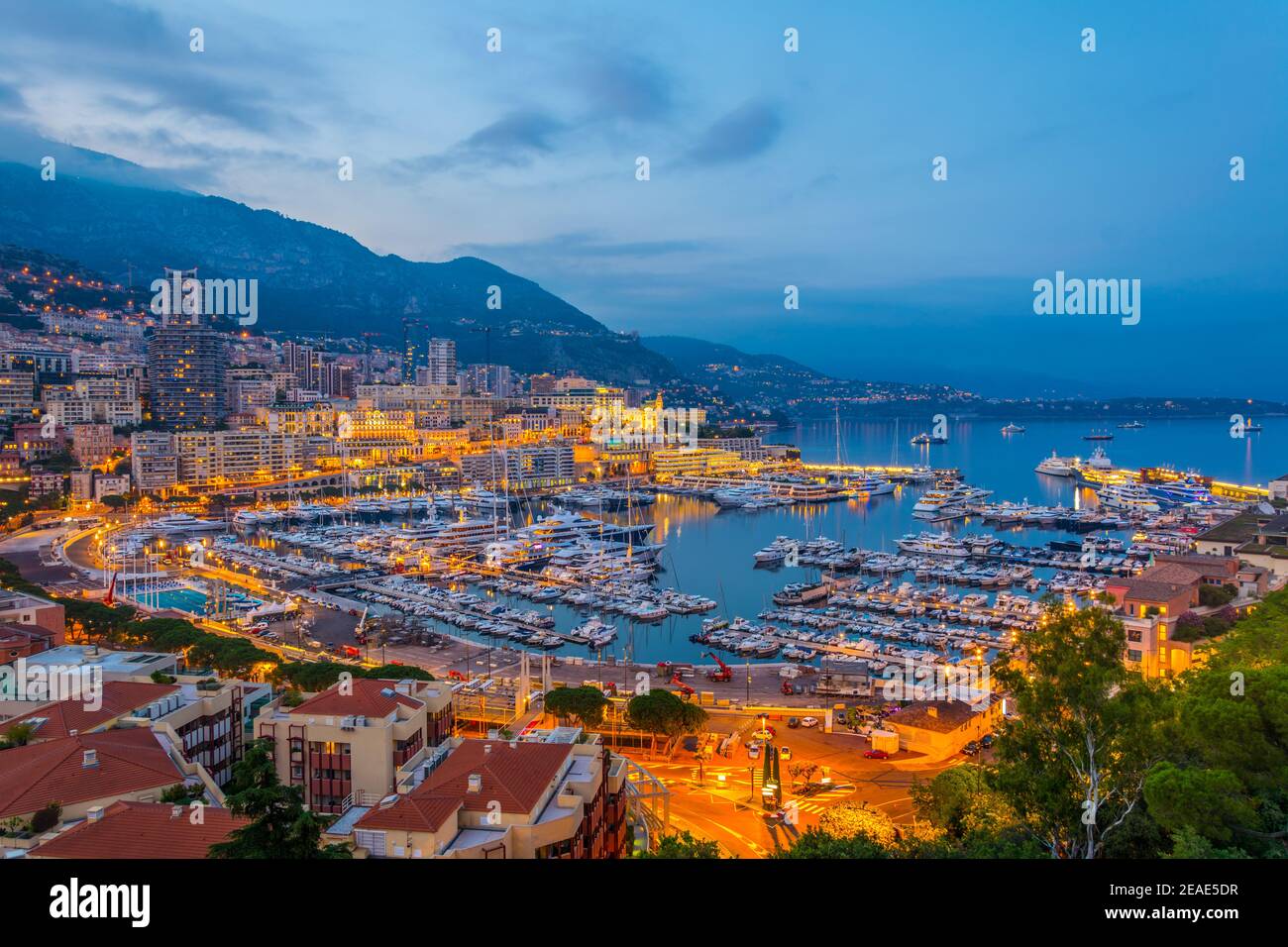 Sunset view of Port Hercule in Monaco Stock Photo - Alamy