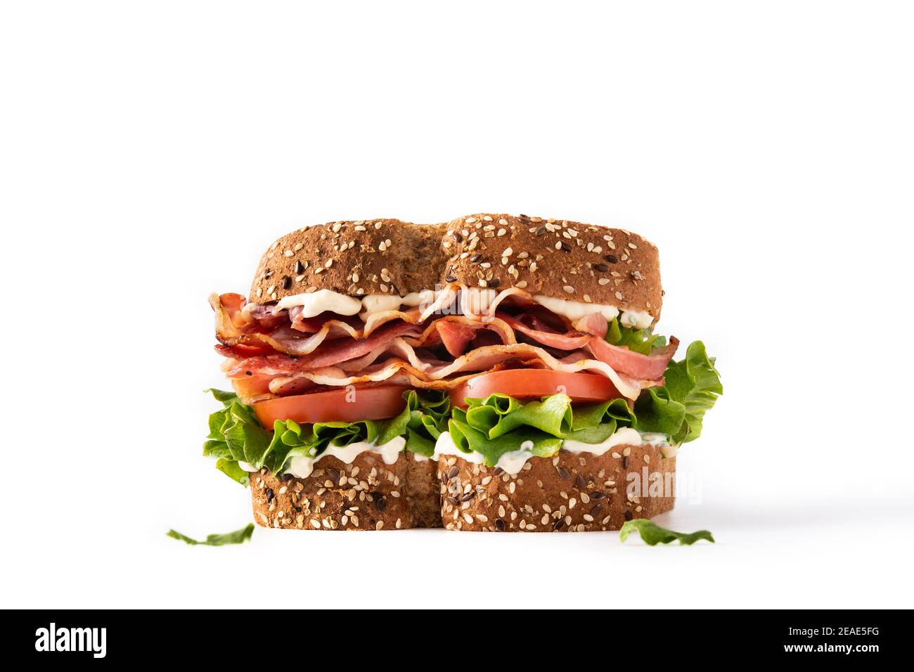 BLT sandwich with bacon,lettuce and tomato isolated on white background ...
