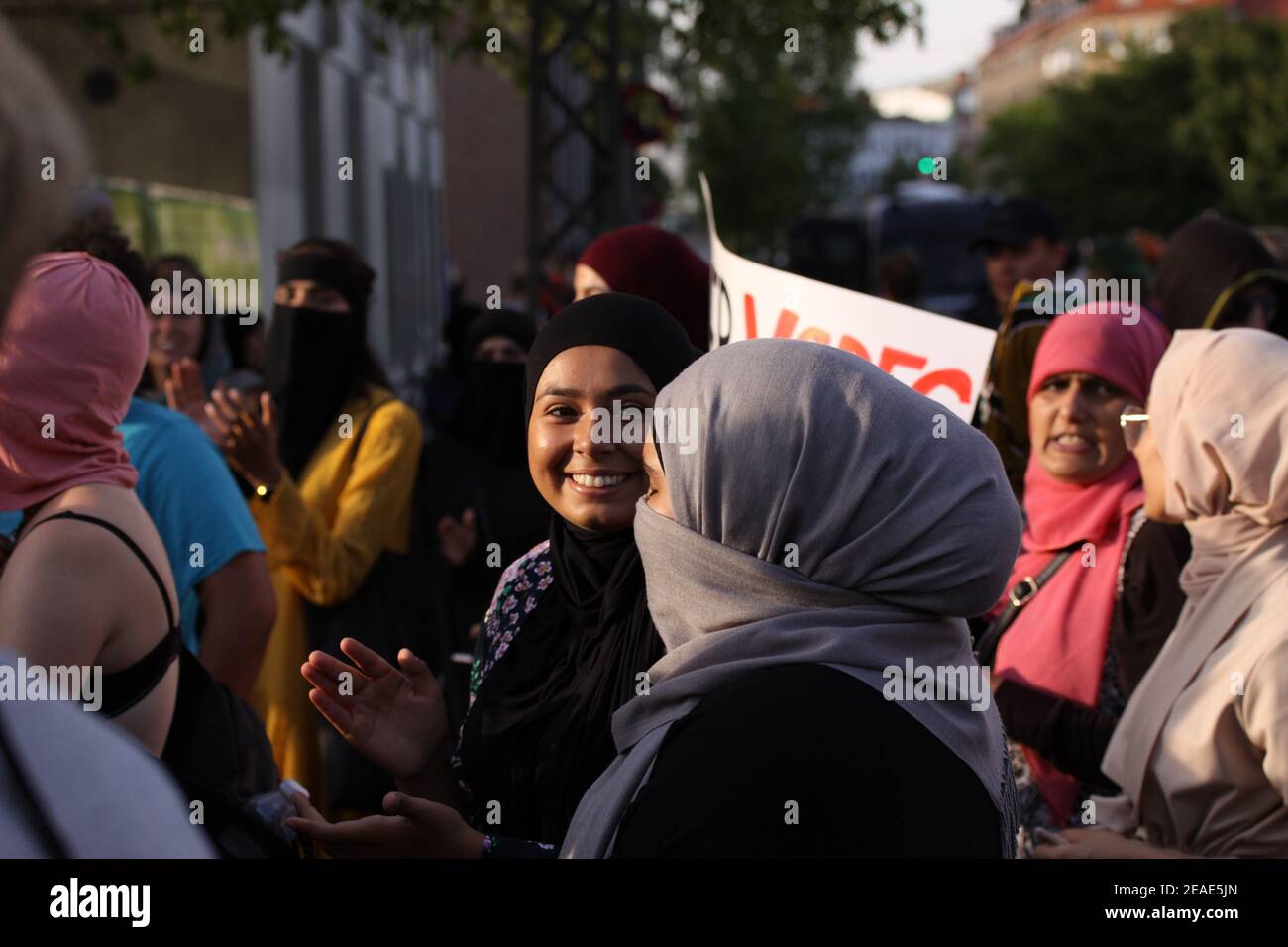 Muslim women during protest at demonstration against ban the use of ...