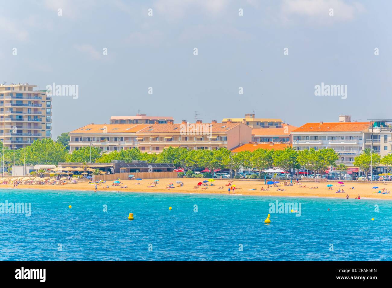 People are enjoying summer on a beach in Saint Raphael, France Stock ...