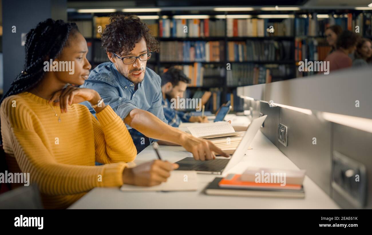 University Library: Gifted Black Girl uses Laptop, Smart Classmate ...