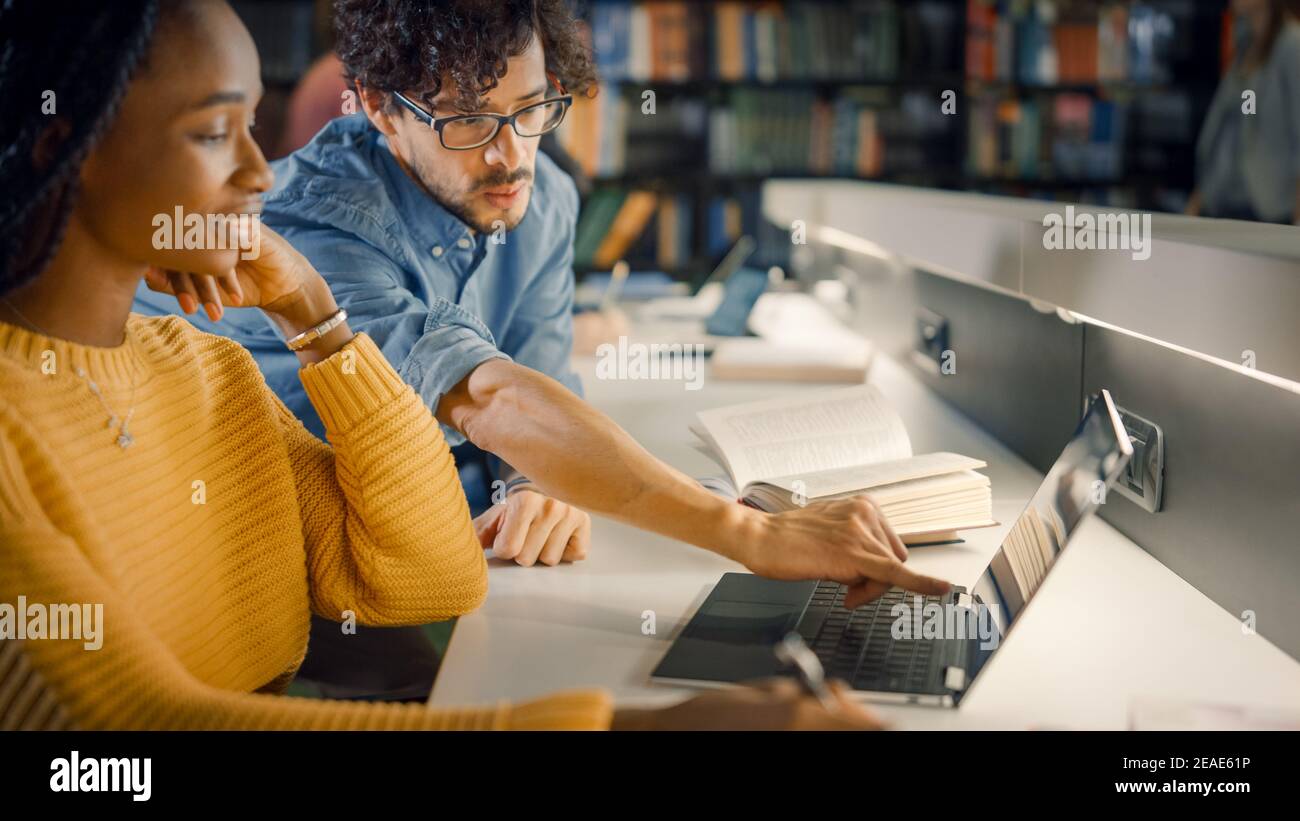 University Library: Gifted Black Girl uses Laptop, Smart Classmate ...