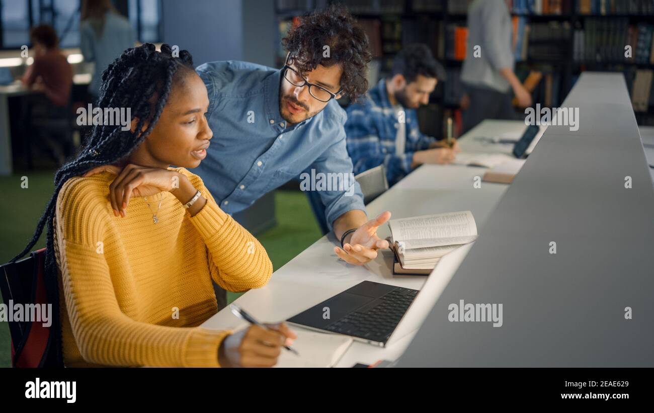 University Library: Gifted Black Girl uses Laptop, Smart Classmate ...