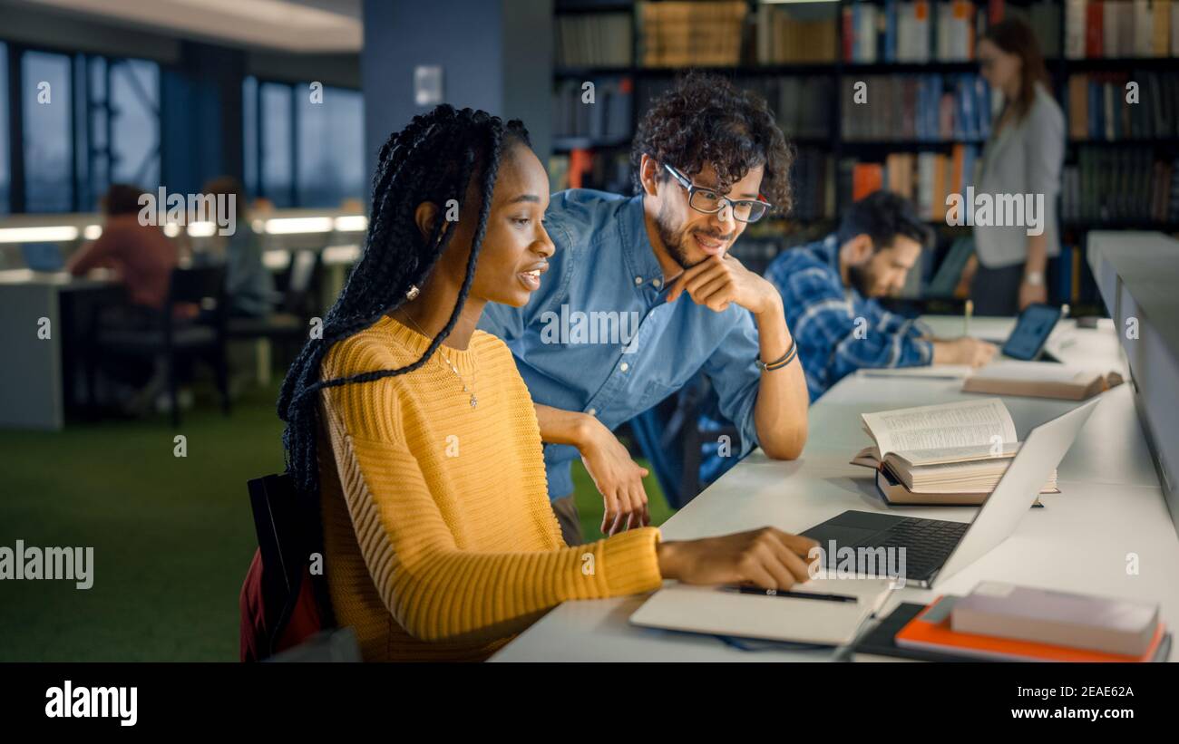 University Library: Gifted Black Girl uses Laptop, Smart Classmate ...