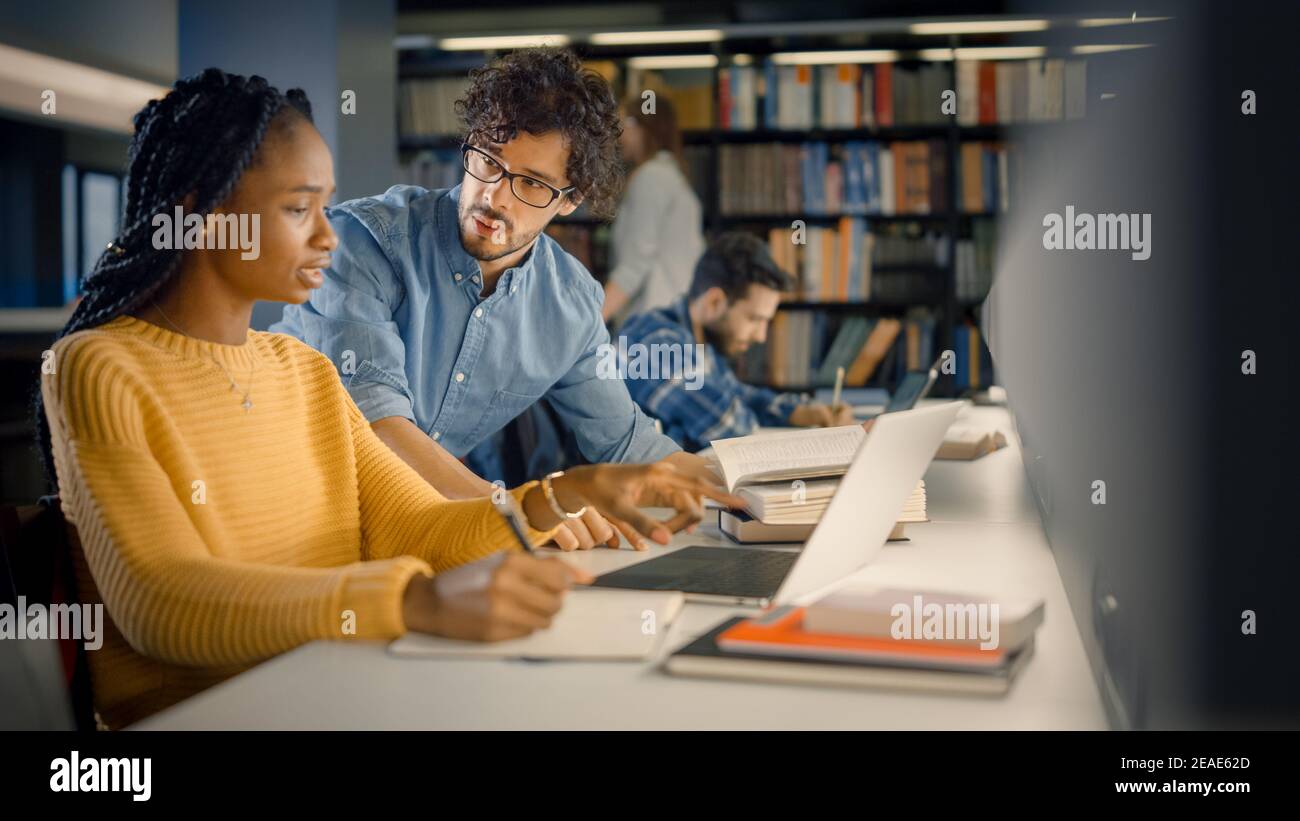 University Library: Gifted Black Girl uses Laptop, Smart Classmate ...