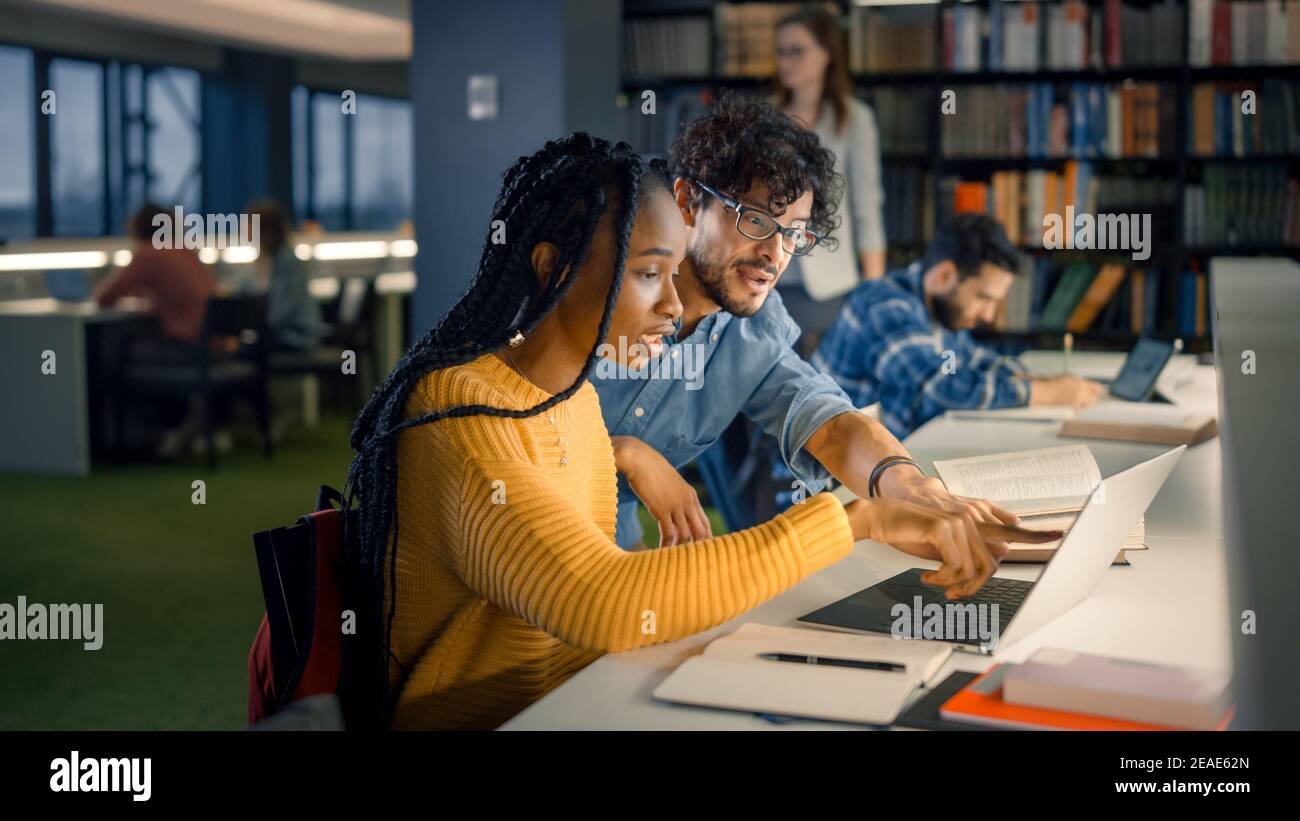 University Library: Gifted Black Girl uses Laptop, Smart Classmate ...