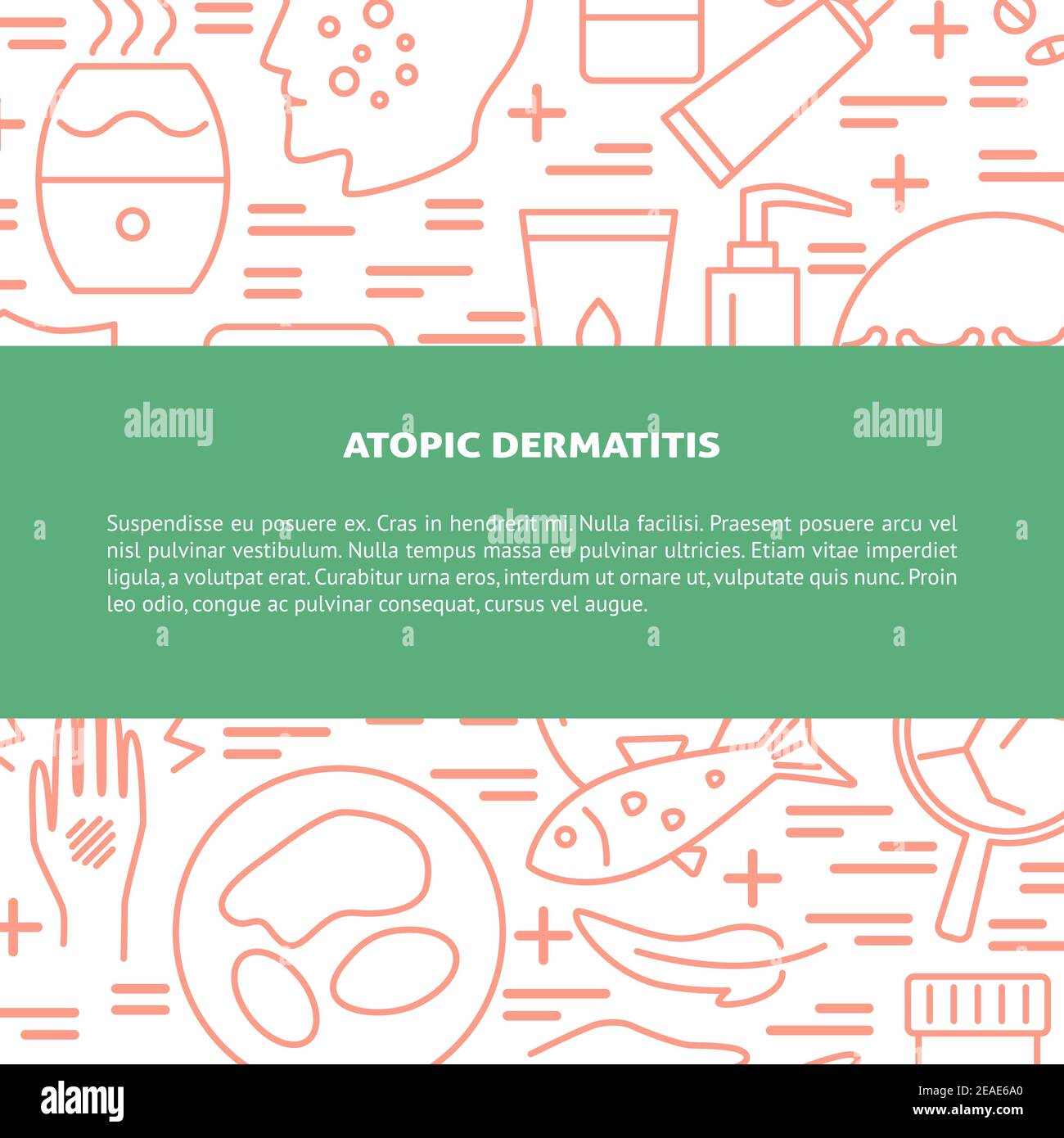 Atopic dermatitis symptoms and treatment concept background in line ...
