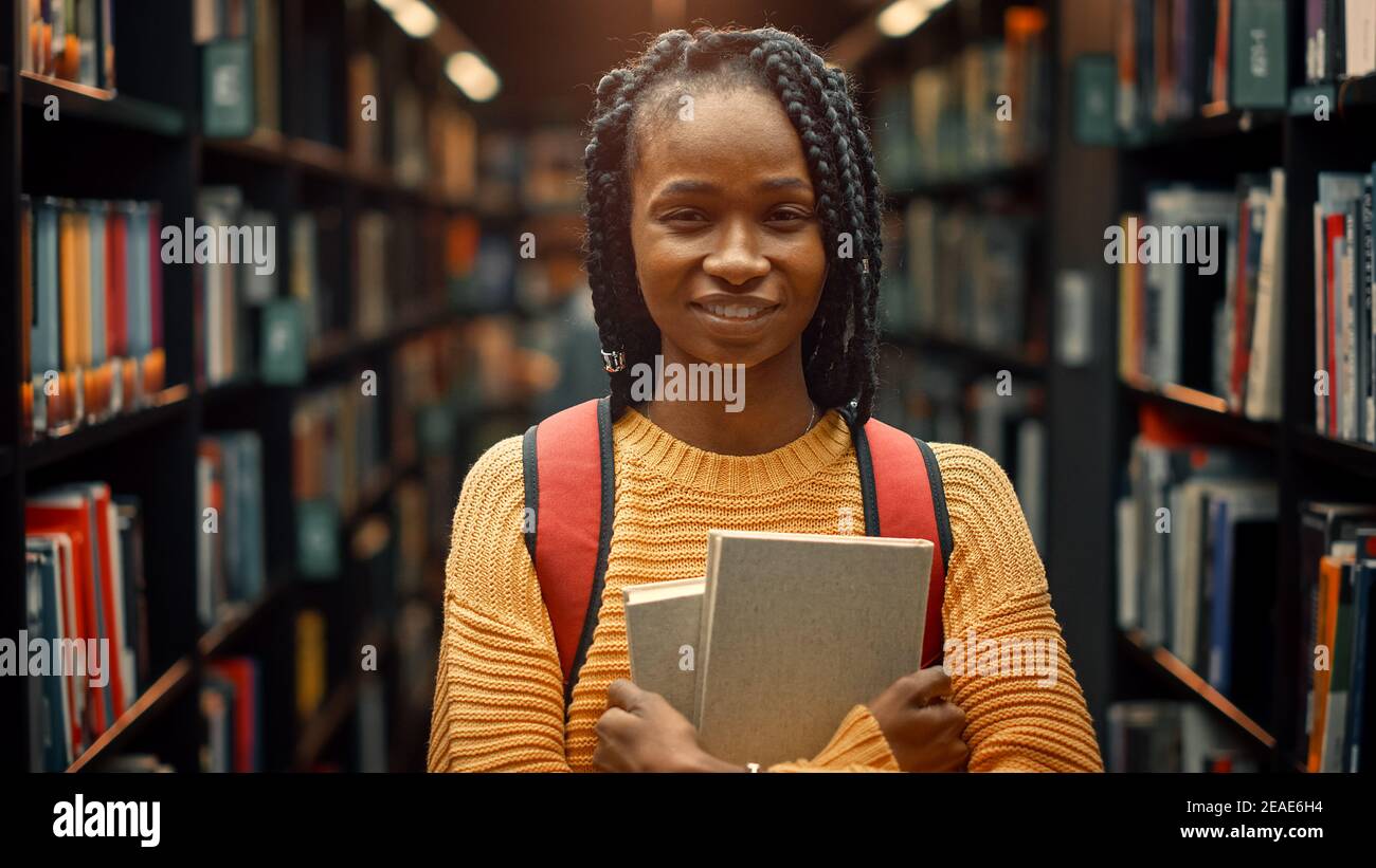 University Library Study: Portrait of a Smart Beautiful Black Girl ...