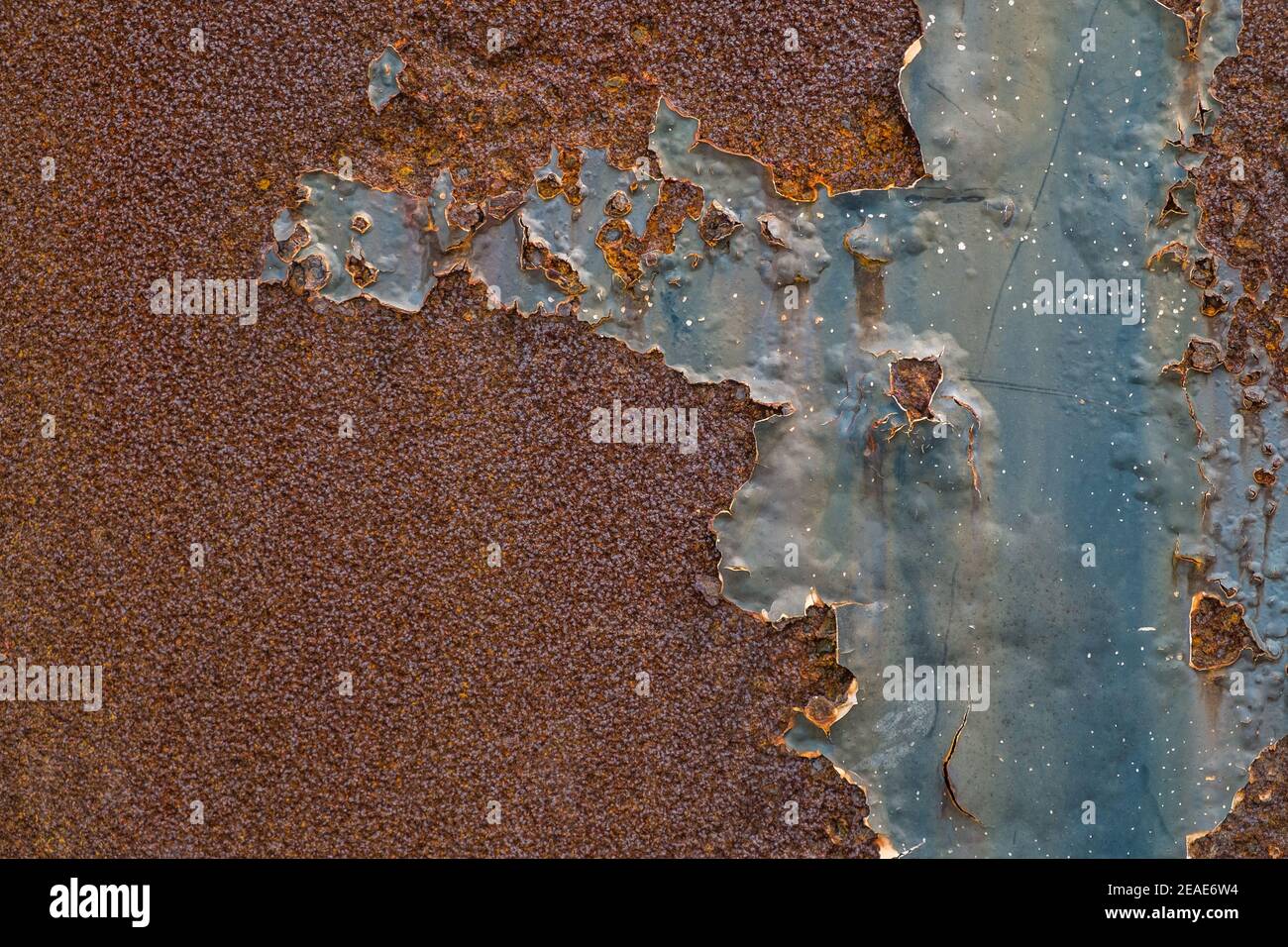 Rusted blue painted metal wall. Rusty metal background with streaks of ...